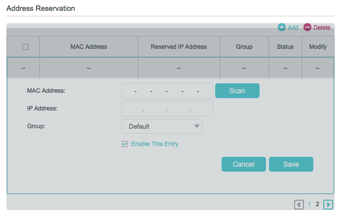 VR600 Limited Address Reservation (static IP address) - Home Network ...